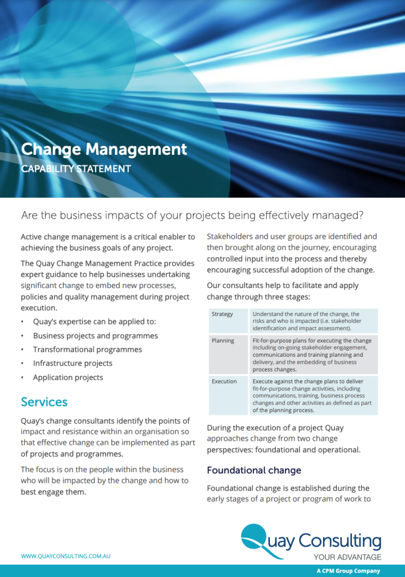 Capability Statements | Project Management Consultants | Quay ...