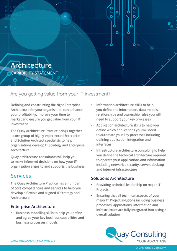 Capability Statements | Project Management Consultants | Quay ...