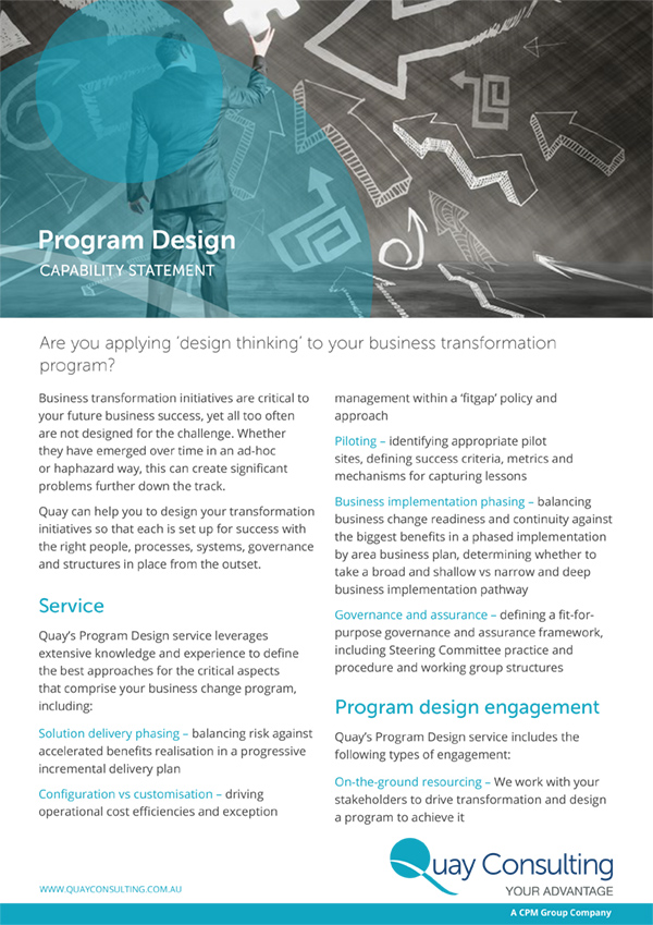 Capability Statements | Project Management Consultants | Quay ...