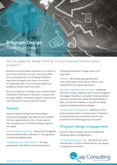 Capability Statements | Project Management Consultants | Quay Consulting