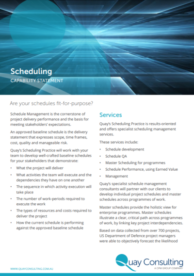 Capability Statements | Project Management Consultants | Quay Consulting