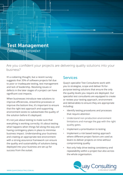 Capability Statements | Project Management Consultants | Quay Consulting