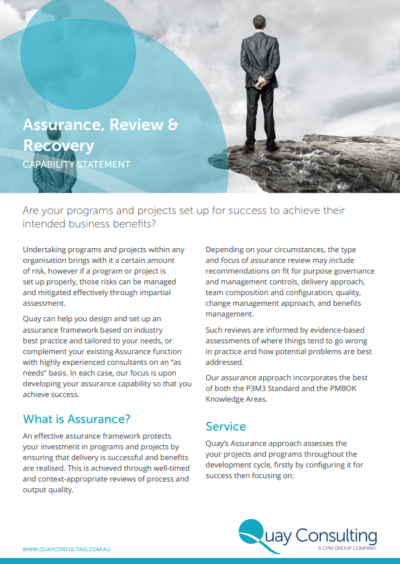 Capability Statements | Project Management Consultants | Quay Consulting